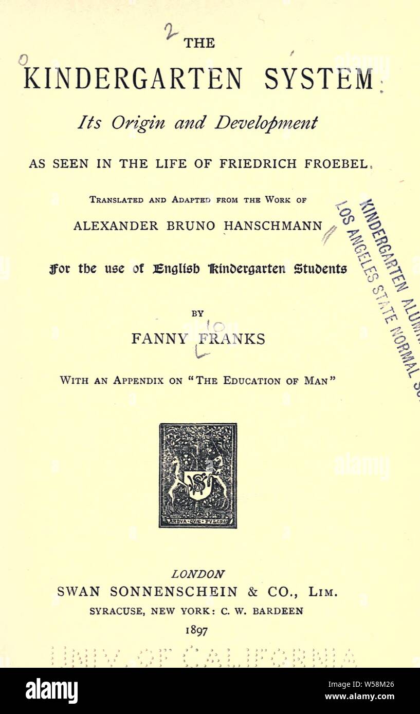 Le système de la maternelle ; son origine et développement comme on le ...
