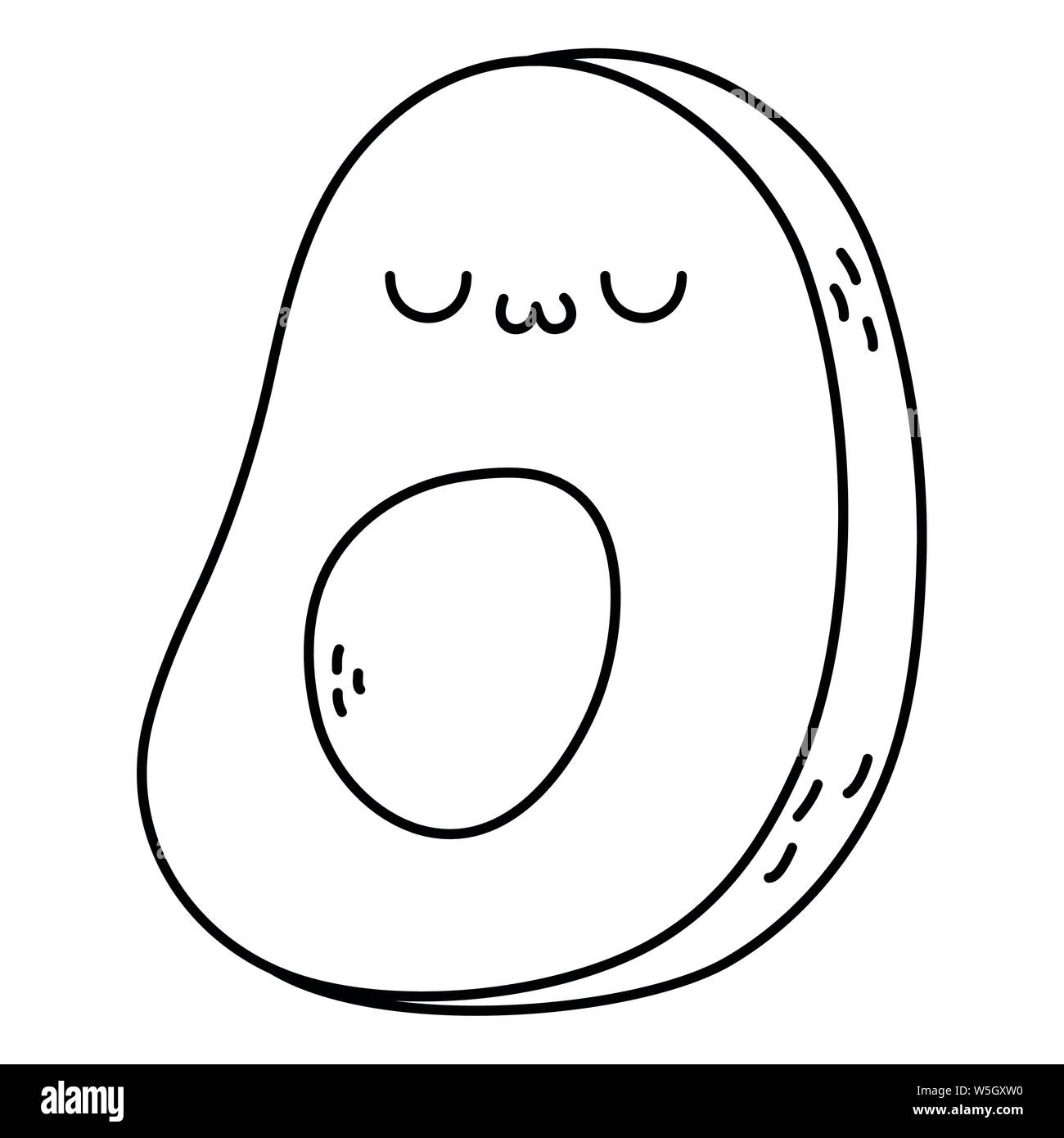 Caricature d'avocat design, expression Kawaii mignon petit personnage ...