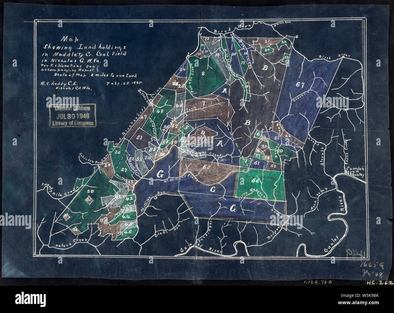 203 Carte montrant territoire dans Muddlety dans champ de charbon Cr Co ...