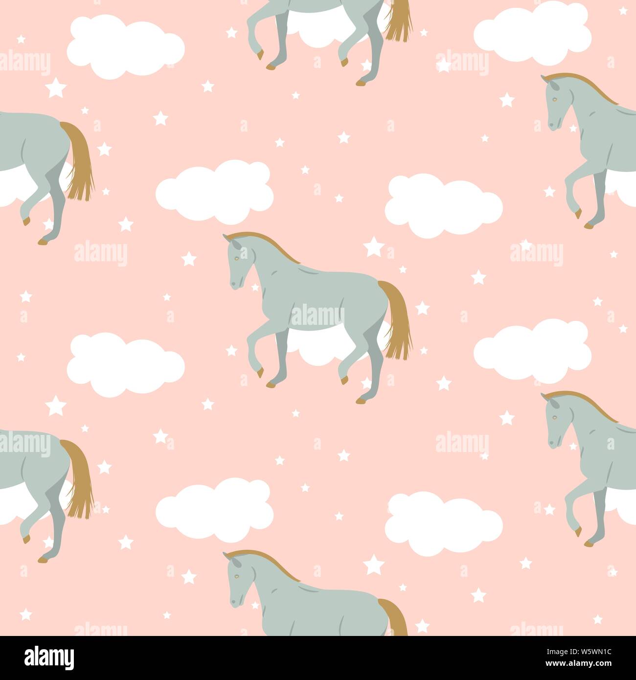 Vector cartoon cute kid motif cheval. Les couleurs pastel que fond ...