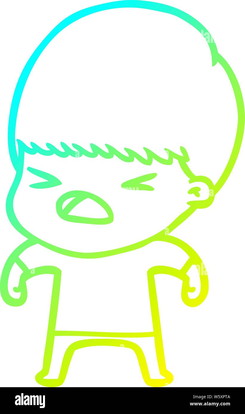 Ligne de gradient froid dessin d'une caricature a souligné l'homme ...