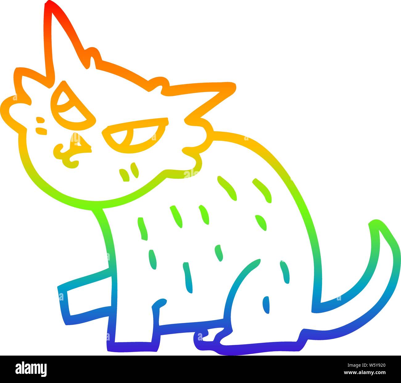 La ligne de gradient dimensions d'un dessin animé chat malicieux Image ...