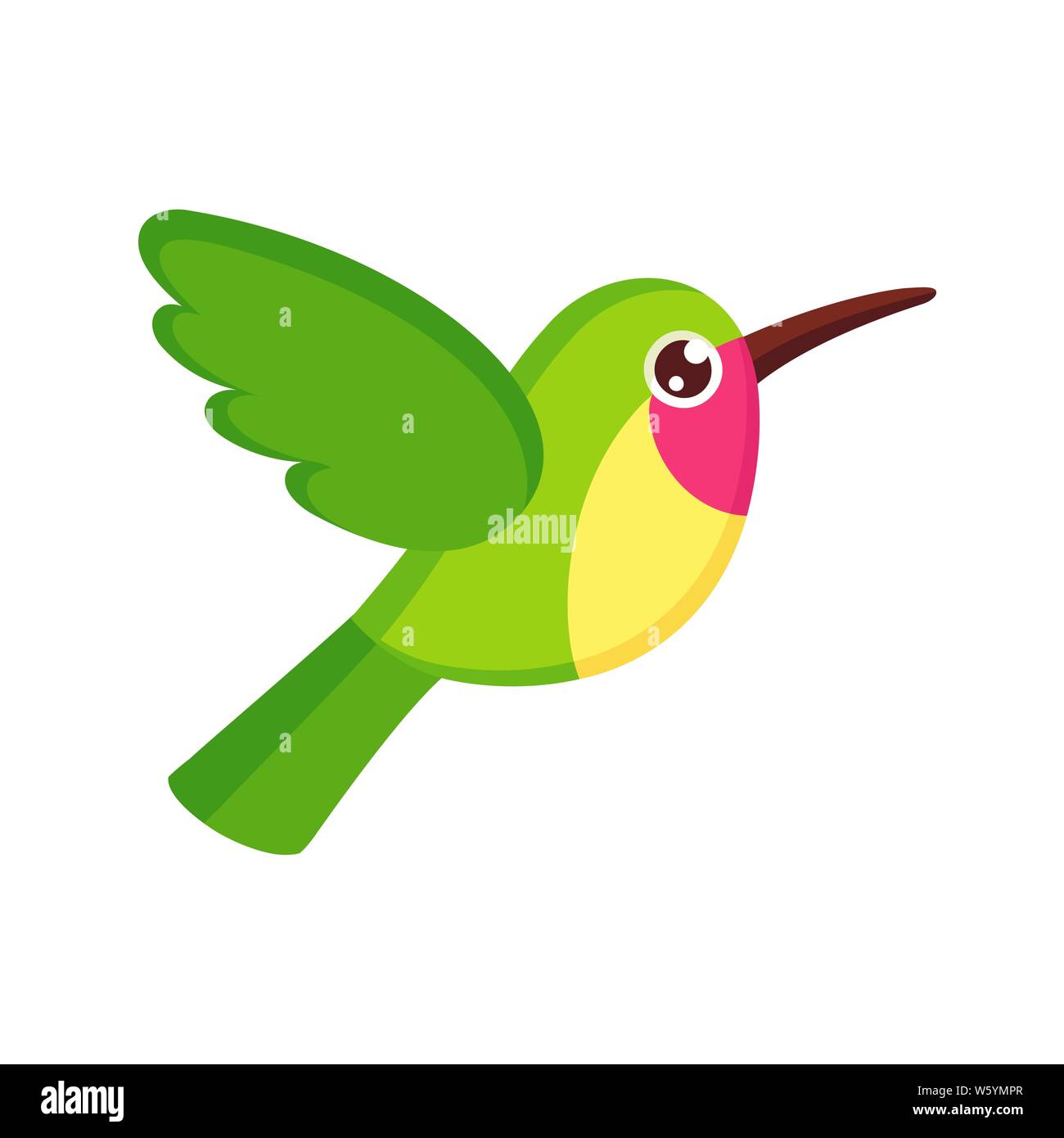 Cute cartoon dessin hummingbird. Petit colibri vert isolé, vector clip ...
