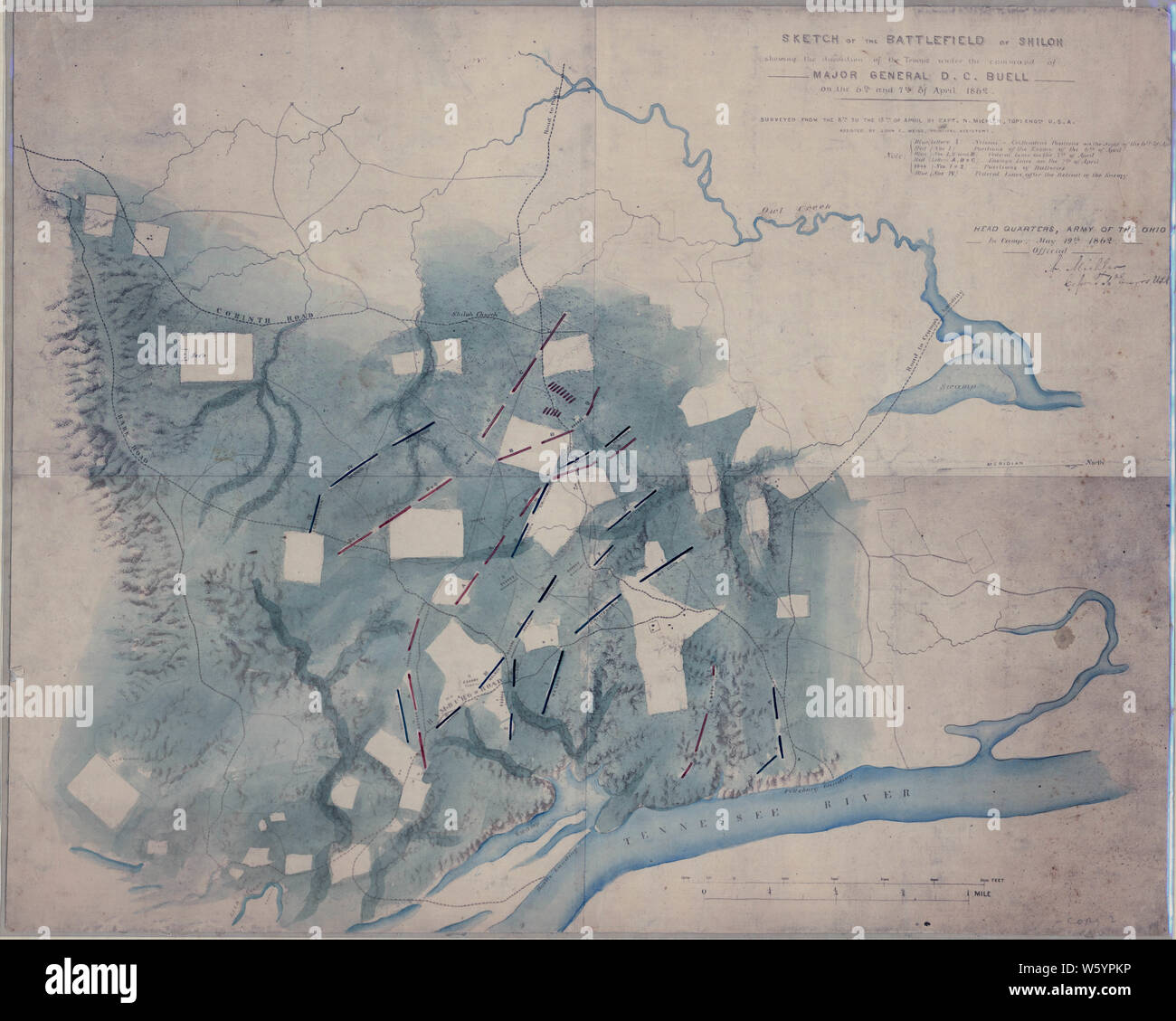Cartes de la guerre civile 1646 Croquis de la bataille de Shiloh ...