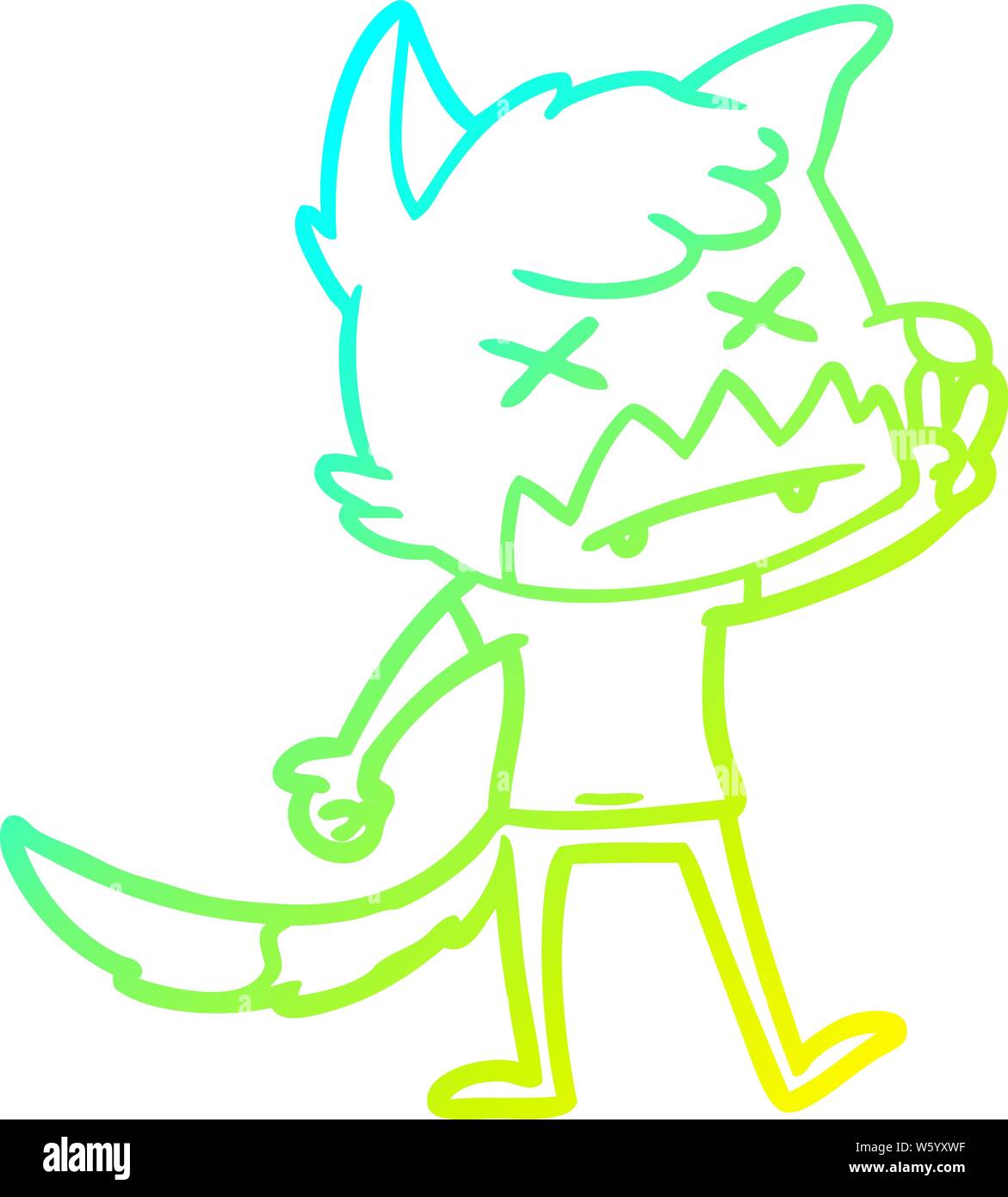 Ligne de gradient froid dessin d'une caricature dead fox Image ...