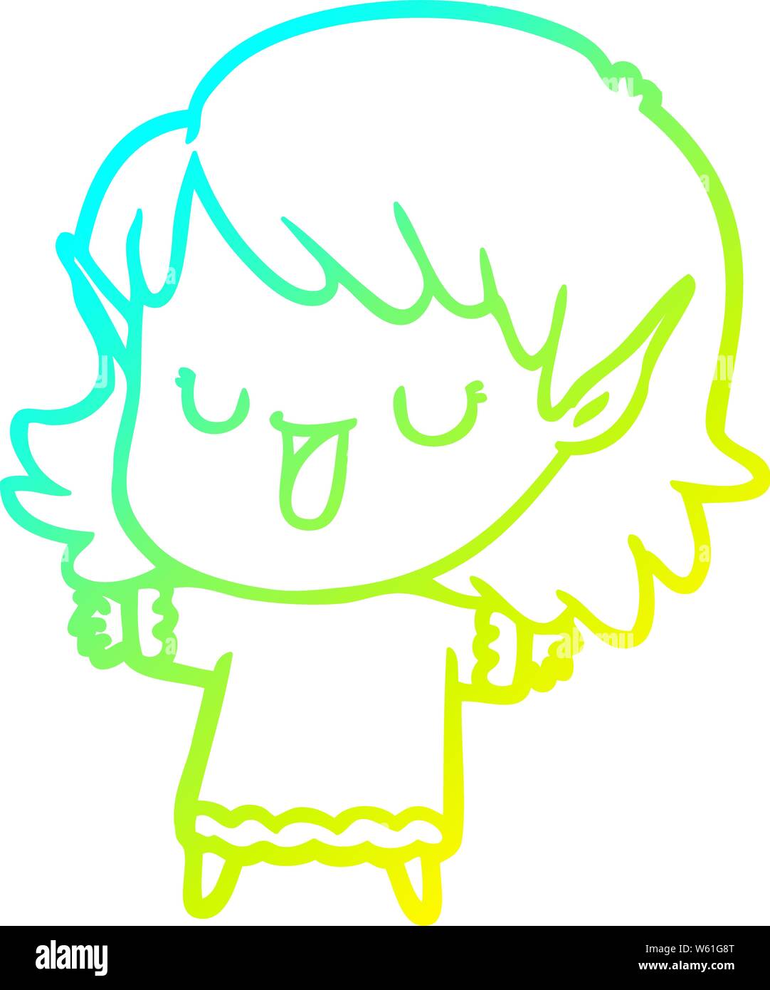 Ligne de gradient froid dessin d'une caricature elf fille Image ...