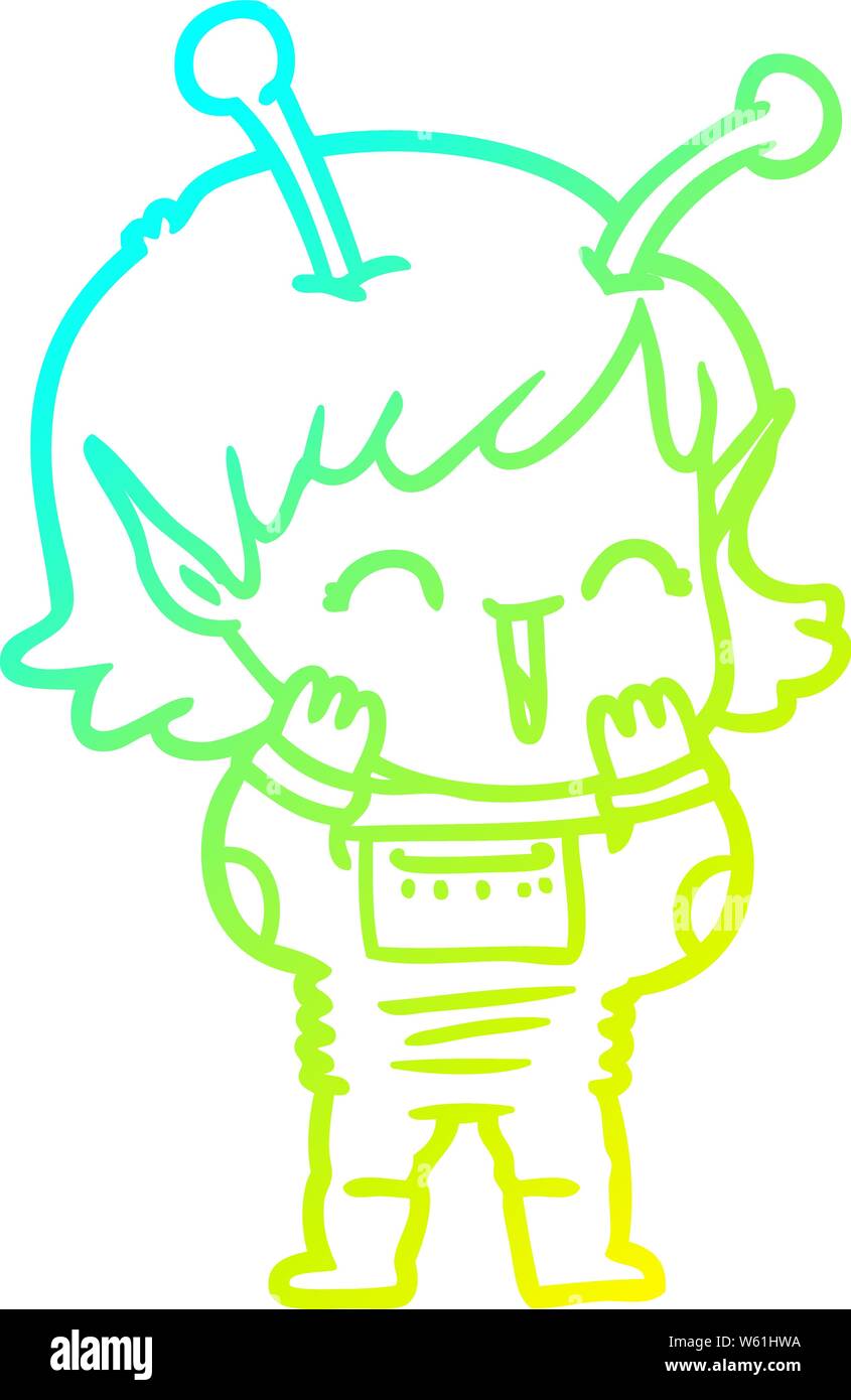 Ligne de gradient froid dessin d'un cartoon girl exotiques glousser ...