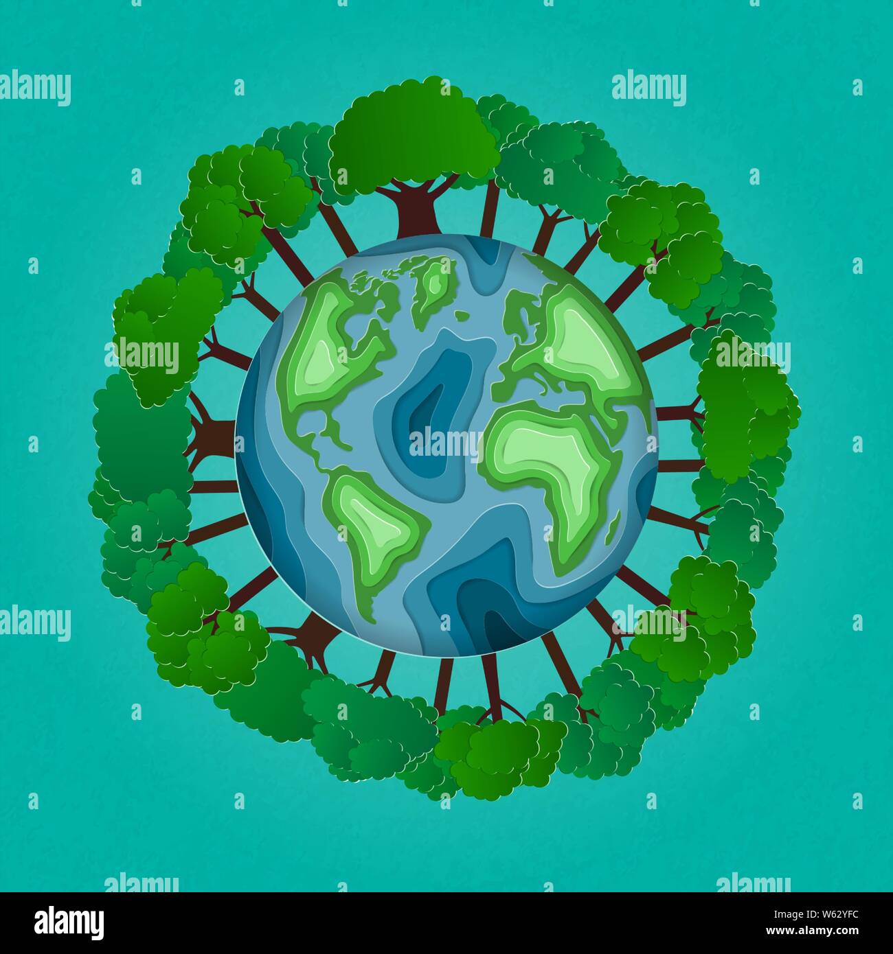 Eco-friendly concept en modèle de coupe de papier. Journée de la terre ...