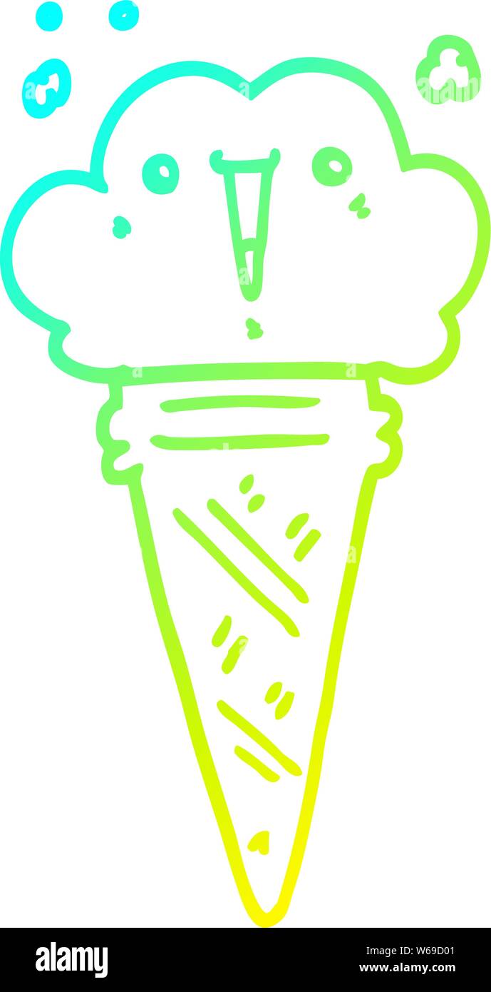 Ligne de gradient froid dessin d'une caricature de la crème glacée avec ...