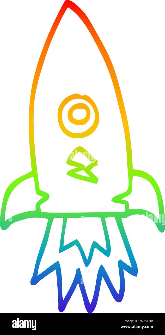 La ligne de gradient dessin d'une fusée spatiale cartoon Image ...