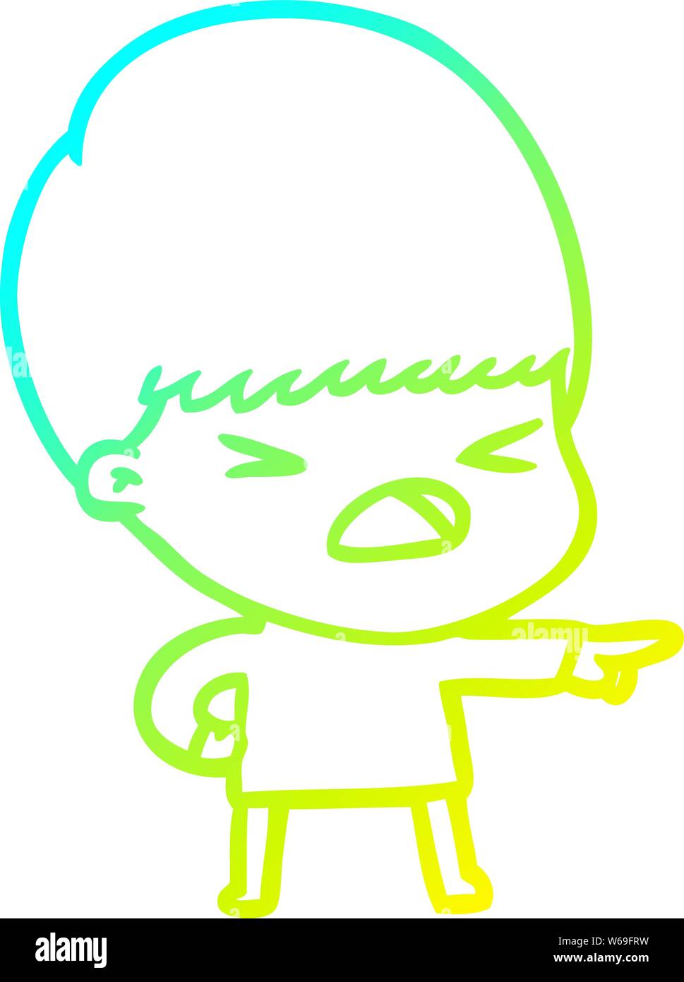 Ligne de gradient froid dessin d'une caricature a souligné l'homme ...