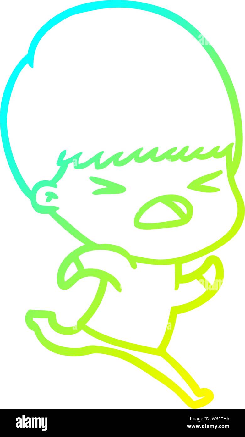 Ligne de gradient froid dessin d'une caricature a souligné l'homme ...