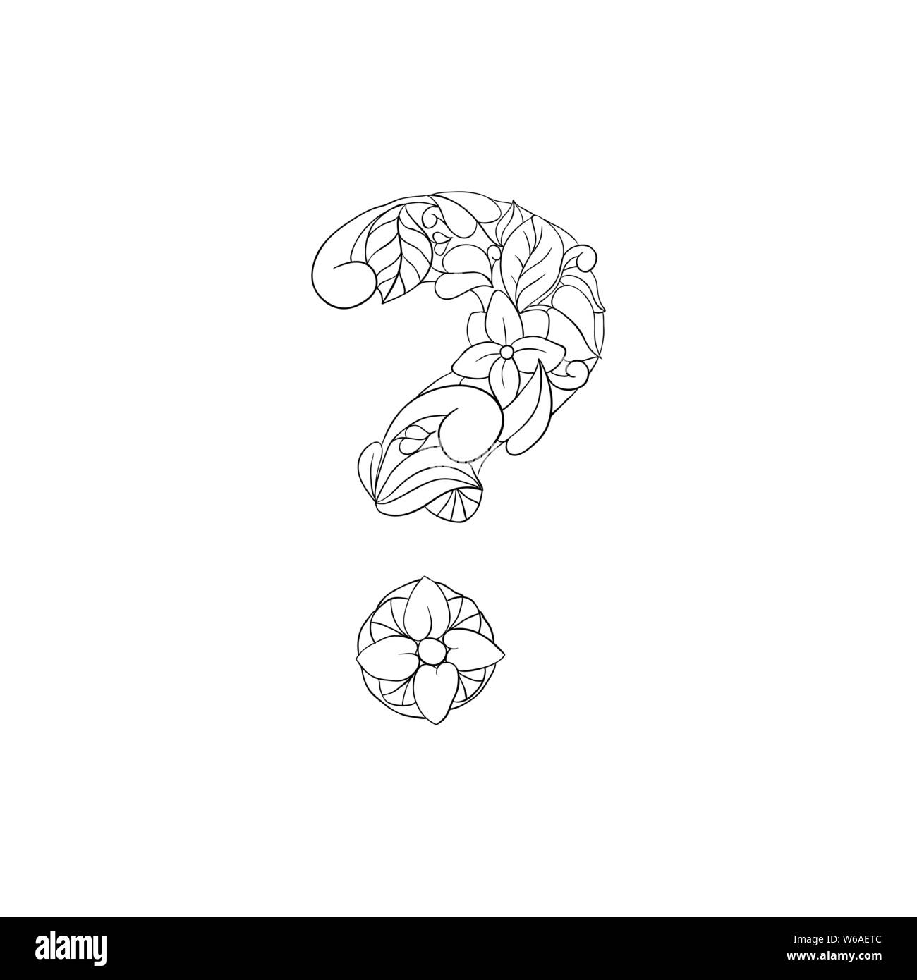 Livre de coloriage ornement floral Alphabet, point d'interrogation ...
