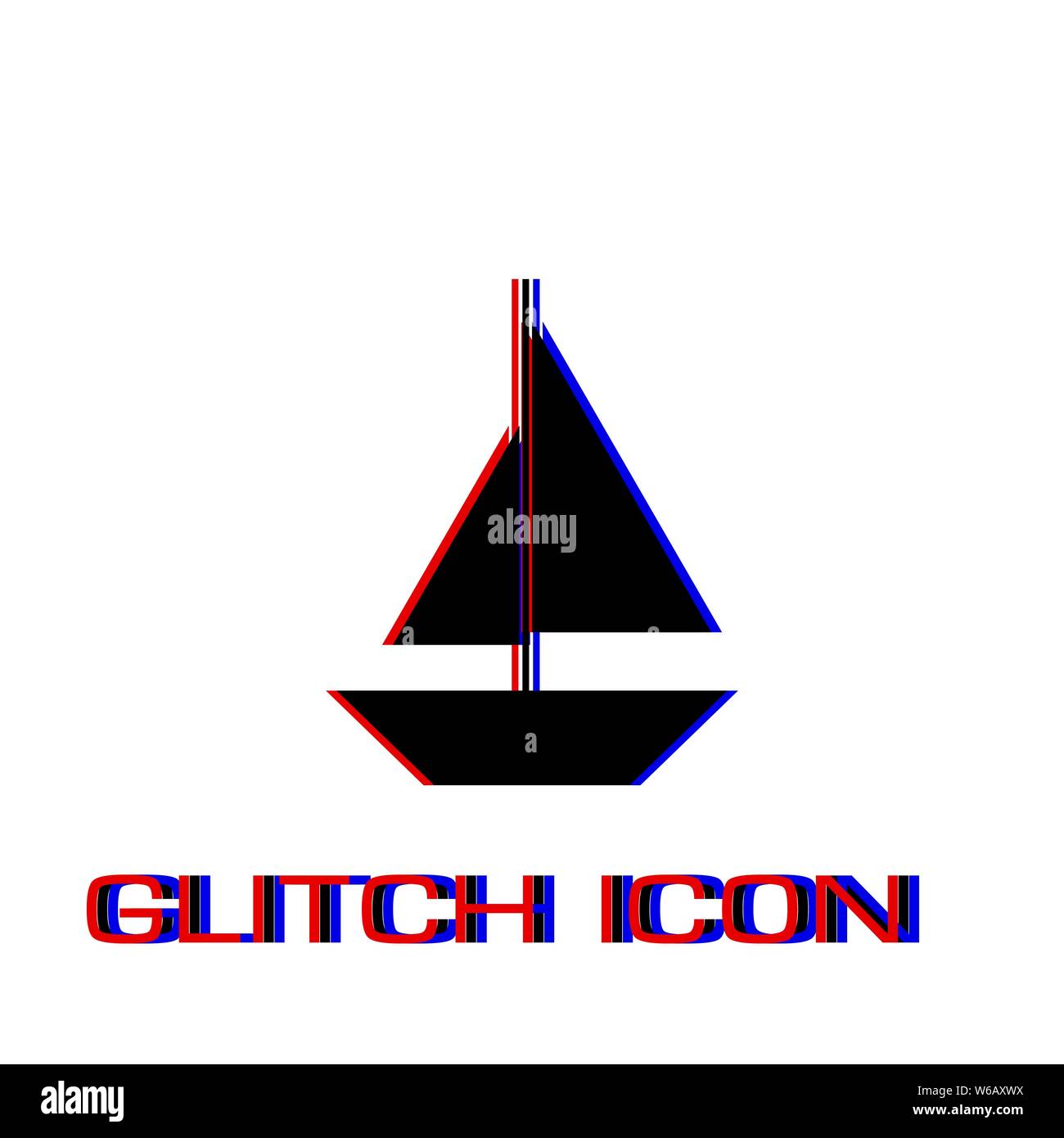 L'icône de la voile à plat. Pictogramme - Simple effet glitch. Symbole ...