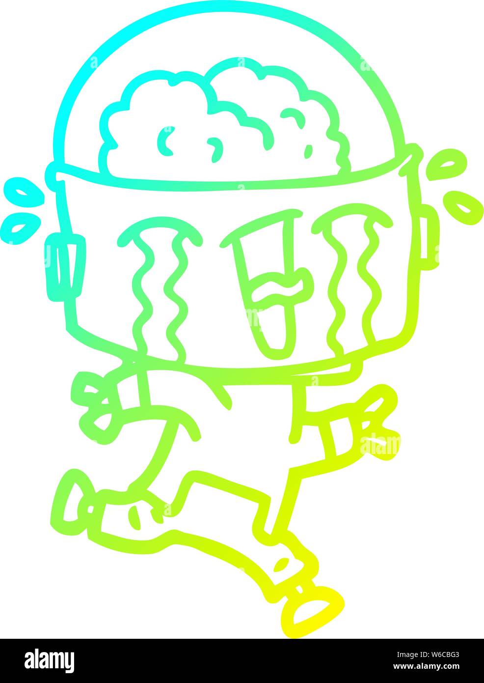 Ligne de gradient froid dessin d'une caricature de pleurer l'exécution ...