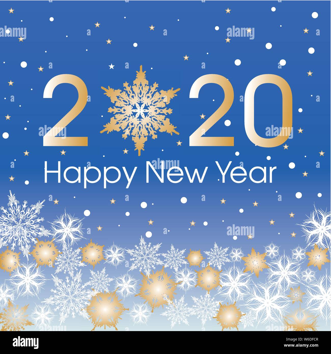 2020 Bonne Année modèle de carte. Design patern flocons blanc, or et ...