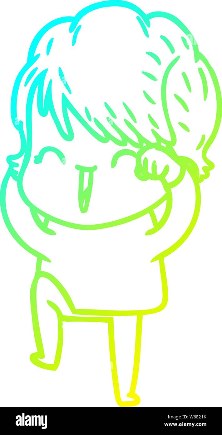 Ligne de gradient froid dessin d'une caricature laughing woman Image ...