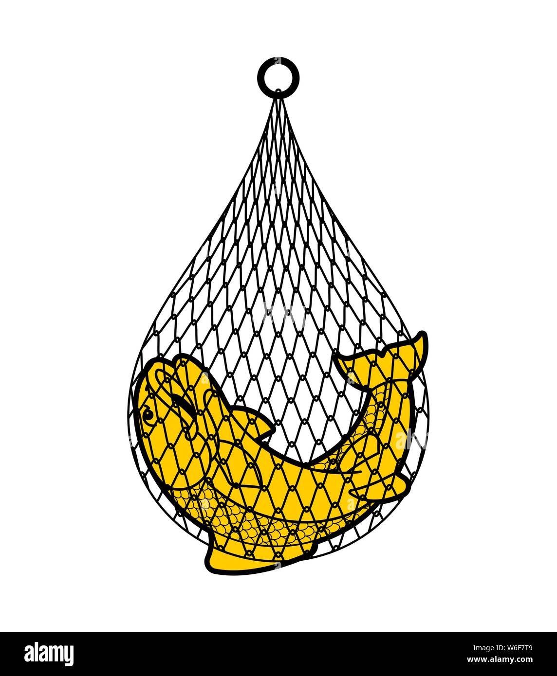 Poisson en filet. La prise de poisson. vector illustration Image ...