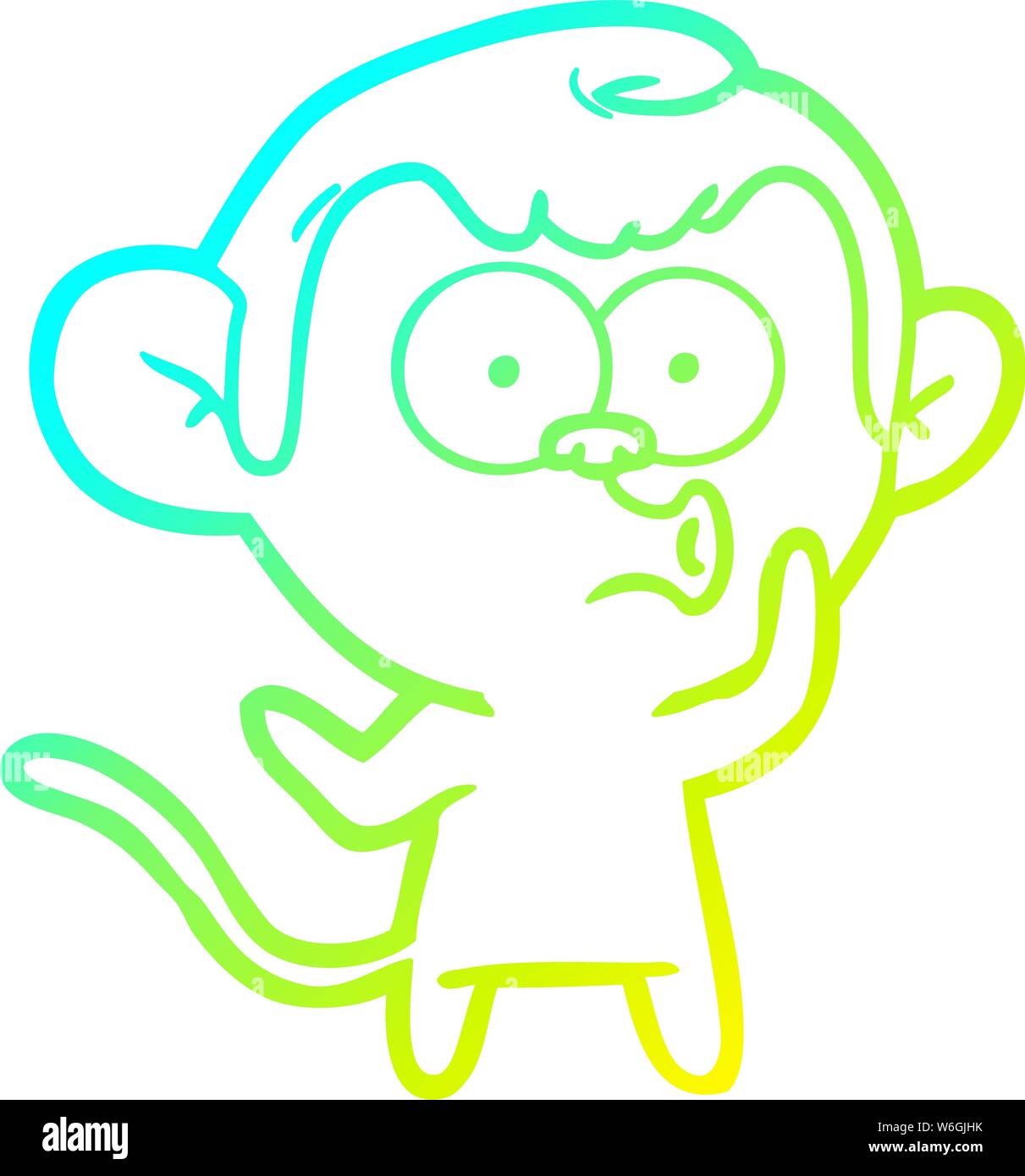 Ligne de gradient froid dessin d'une caricature klaxonnant monkey Image ...