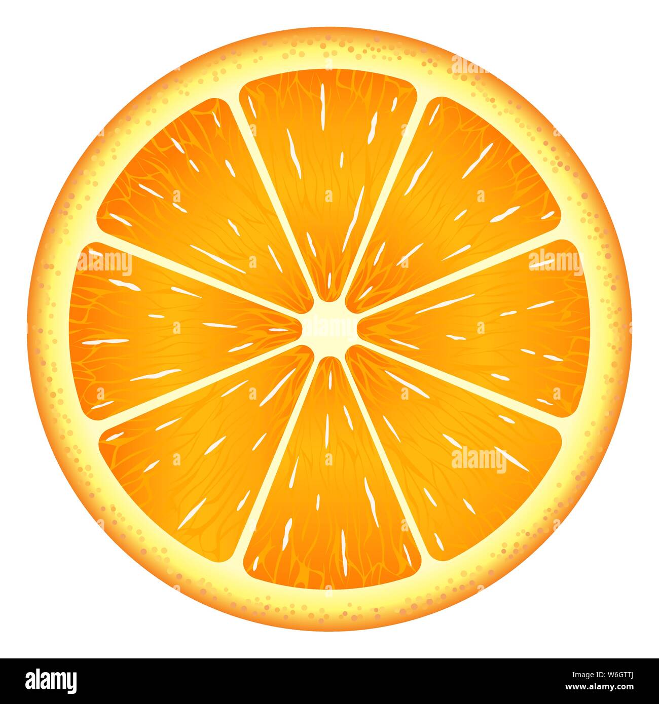 Tranche d'Orange isolé sur fond blanc. Fruits frais Image Vectorielle ...