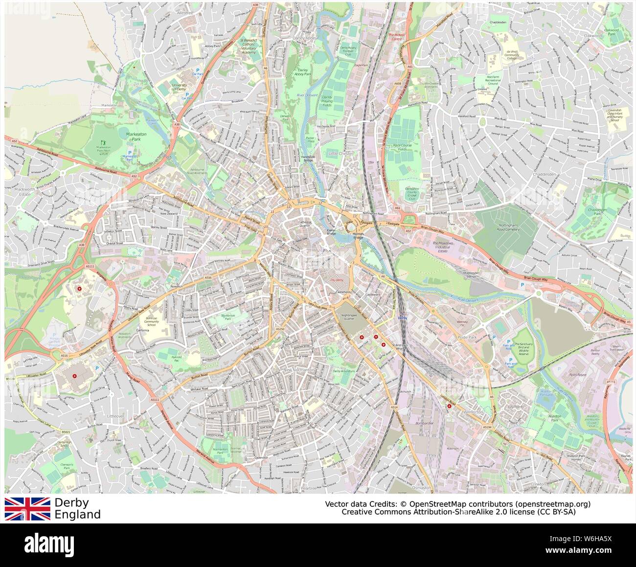 Derby england map Banque d'images vectorielles - Alamy