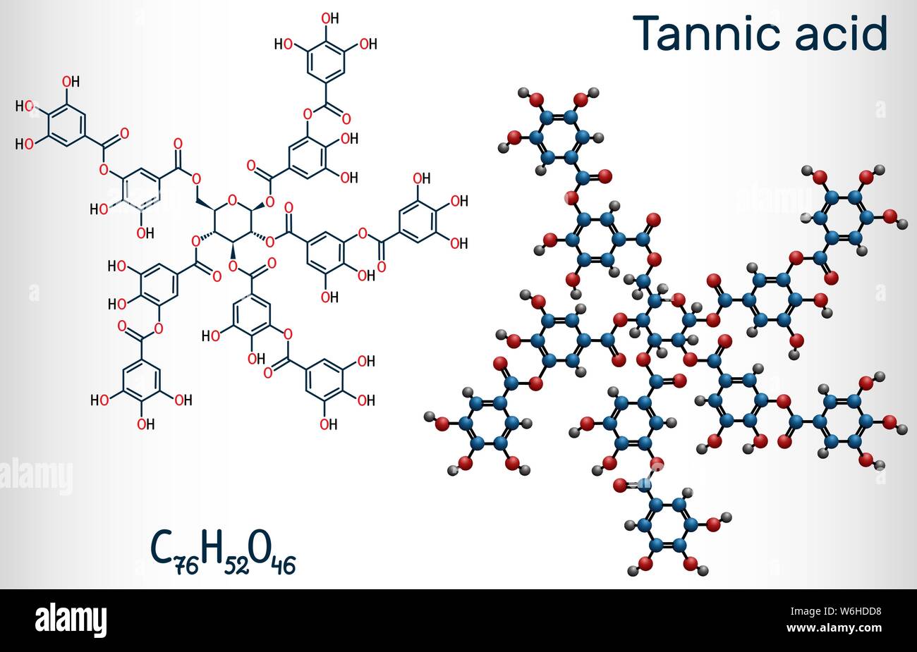 L'acide tannique, tanin molécule. Il type de polyphénol. Formule ...