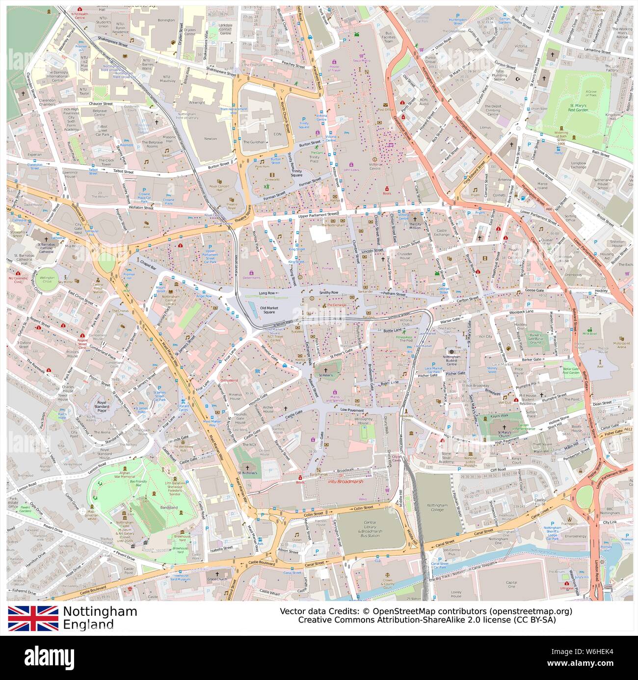 Nottingham map Banque d'images vectorielles - Alamy