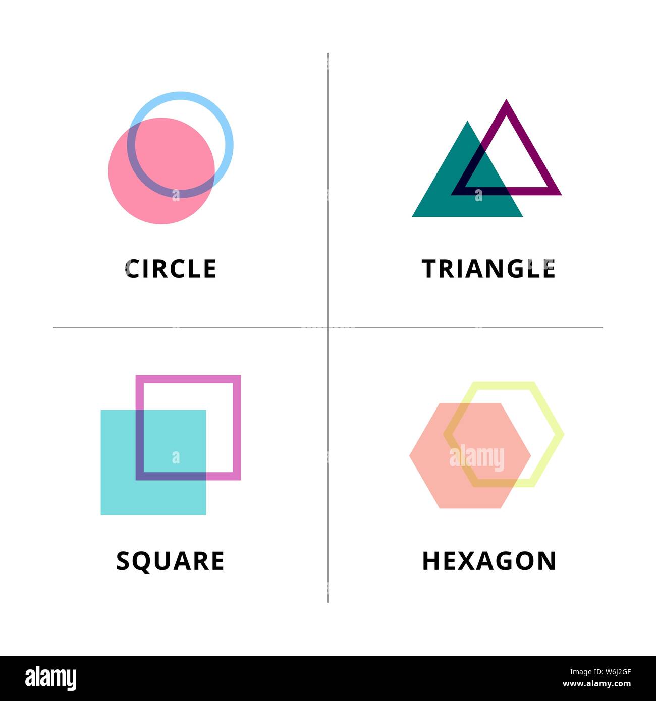 Jeu de superposition géométrique logo isolé sur fond blanc. Rond ...