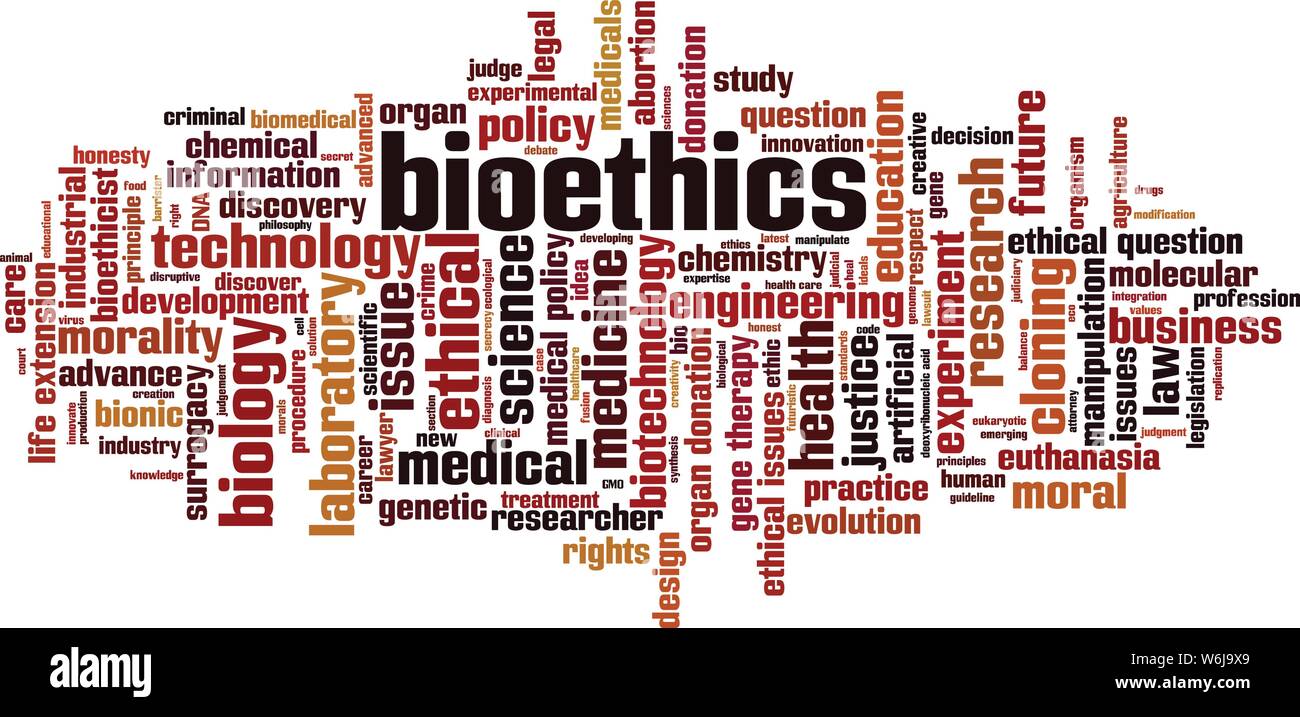 La bioéthique mot concept cloud. Collage fait de mots sur la bioéthique ...