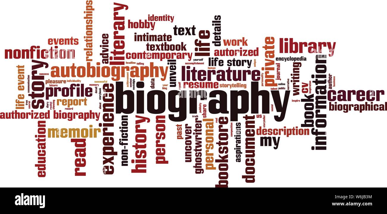 Biographie mot concept cloud. Collage de mots a propos biographie ...