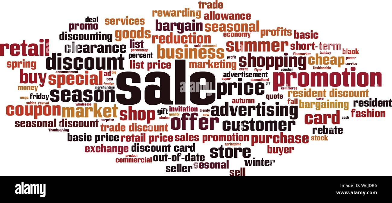 Vente mot concept cloud. Collage de mots à propos de la vente. Vector ...