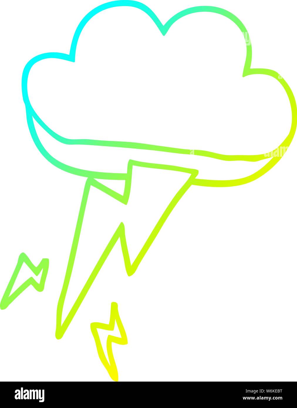 Ligne de gradient froid dessin d'une caricature le tonnerre et les ...