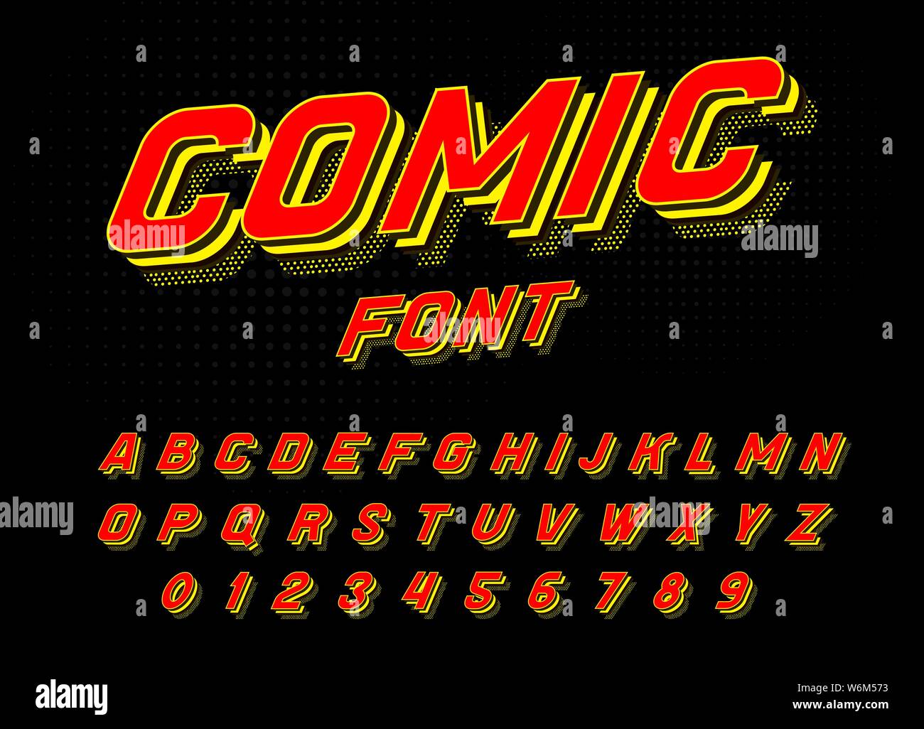 Comic font pour les affiches. Pop art retro game alphabet. Vintage 80 ...