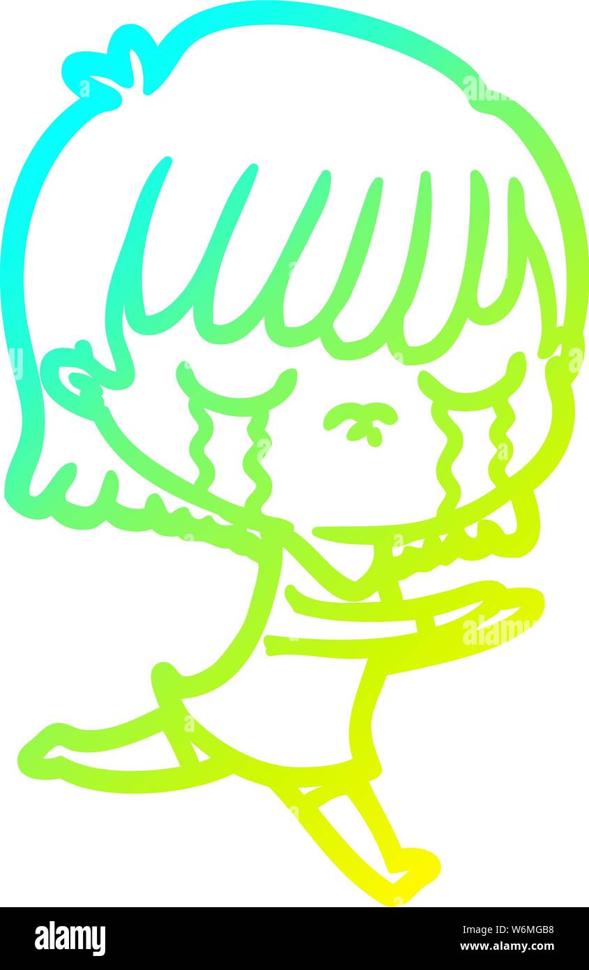 Ligne de gradient froid dessin d'une caricature femme pleurer Image ...