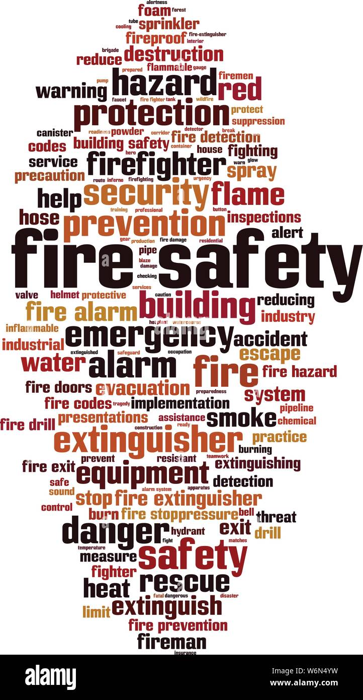Mot de sécurité incendie concept cloud. Collage de mots à propos de la ...