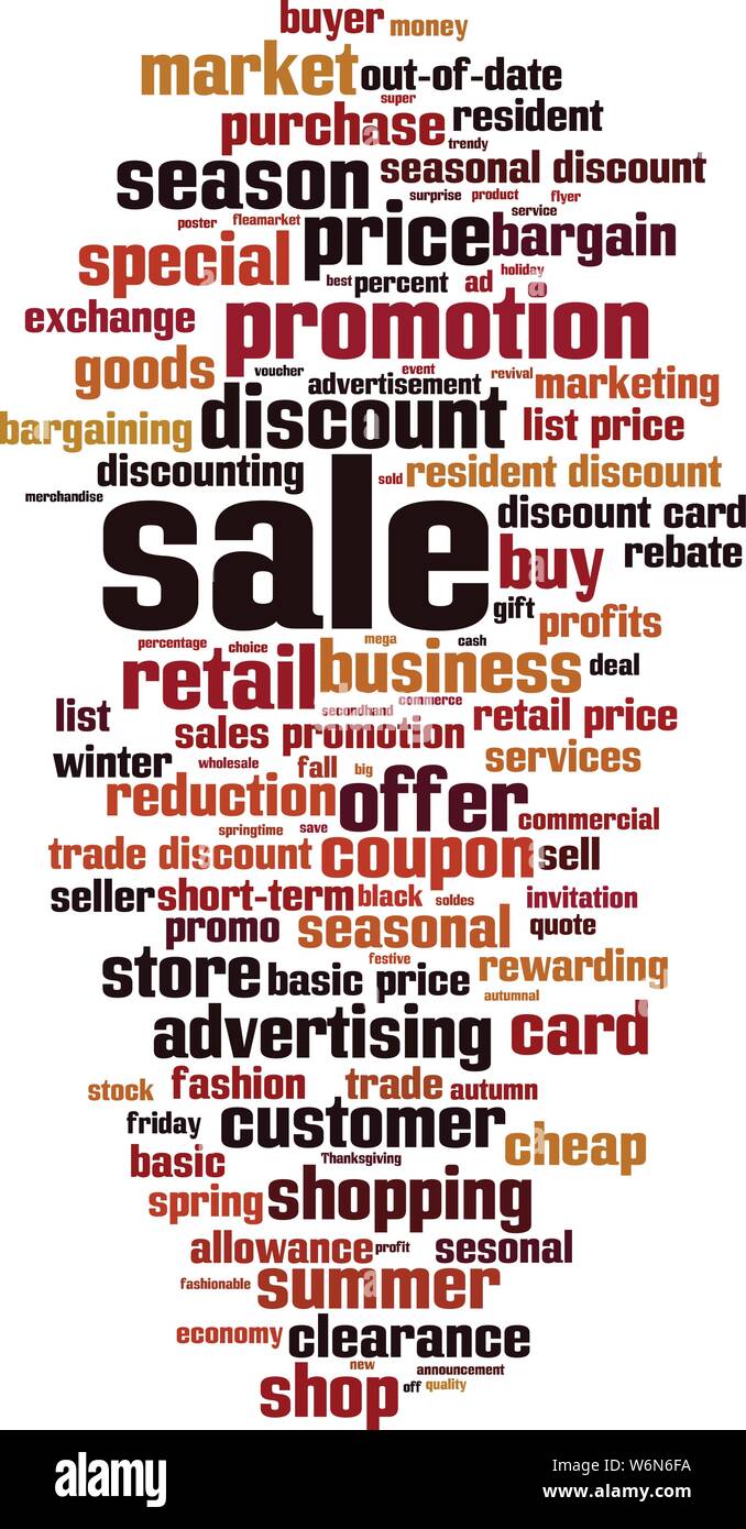 Vente mot concept cloud. Collage de mots à propos de la vente. Vector ...