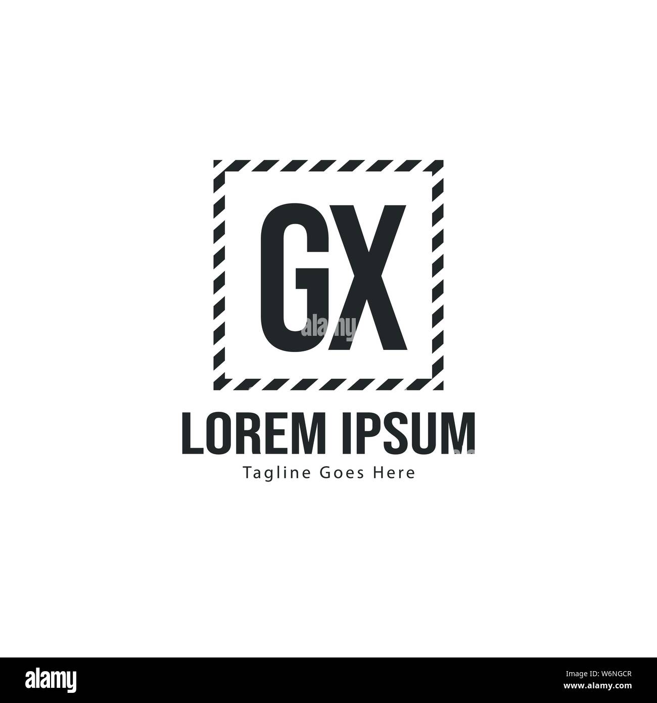 Logo GX initiale modèle avec cadre moderne. Lettre GX minimaliste ...