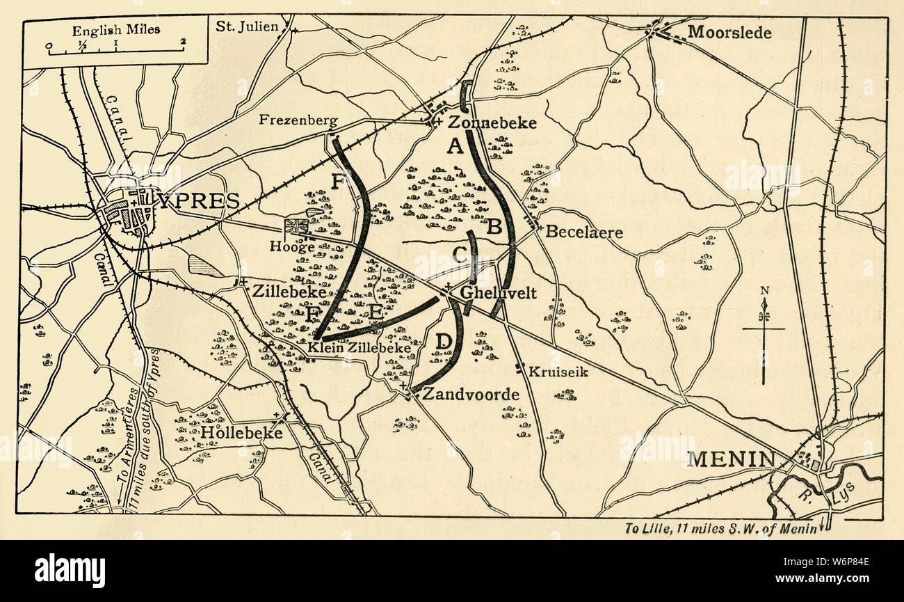 Carte de la première guerre mondiale de la ligne de front en flandre ...