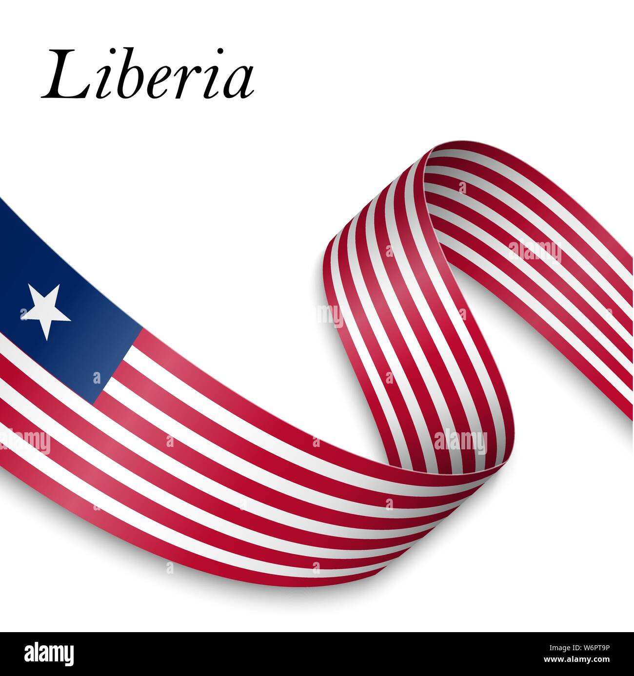 Forme un ruban ou une bannière avec un drapeau du Libéria. Modèle pour ...