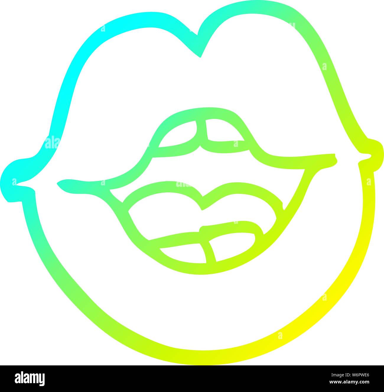 Ligne de gradient froid dessin d'une caricature lèvres rouge Image ...