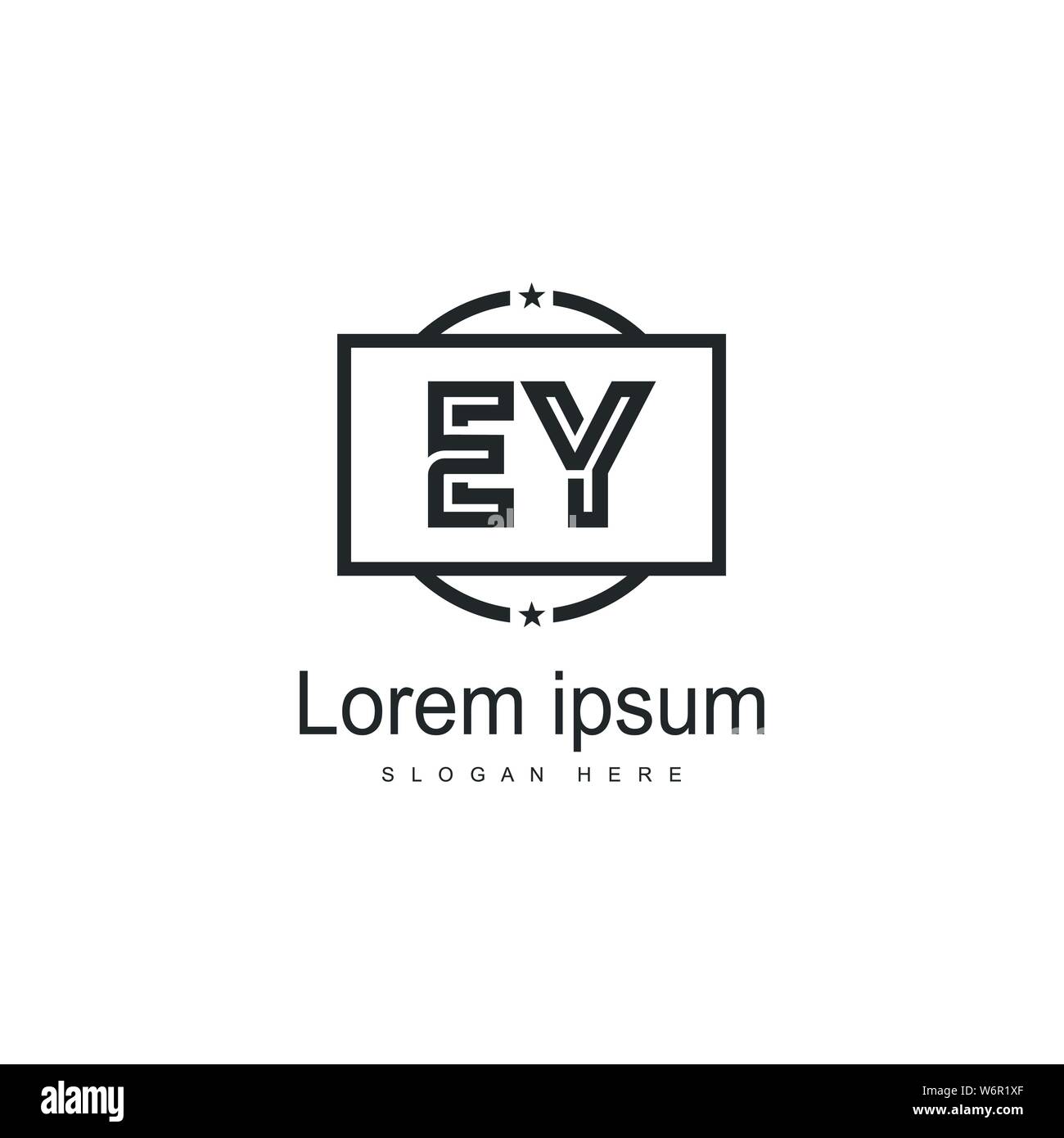 Modèle avec logo EY initiale du bâti moderne. Lettre EY minimaliste ...