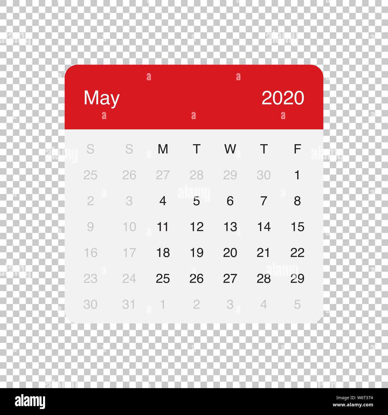 Calendrier 2020 mois mai Banque d'images vectorielles - Alamy