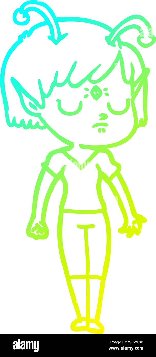 Ligne de gradient froid dessin d'un cartoon girl exotiques Image ...