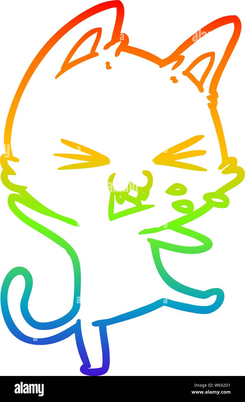 La ligne de gradient dessin d'un chat de dessin animé lancer une colère Image Vectorielle Stock ...