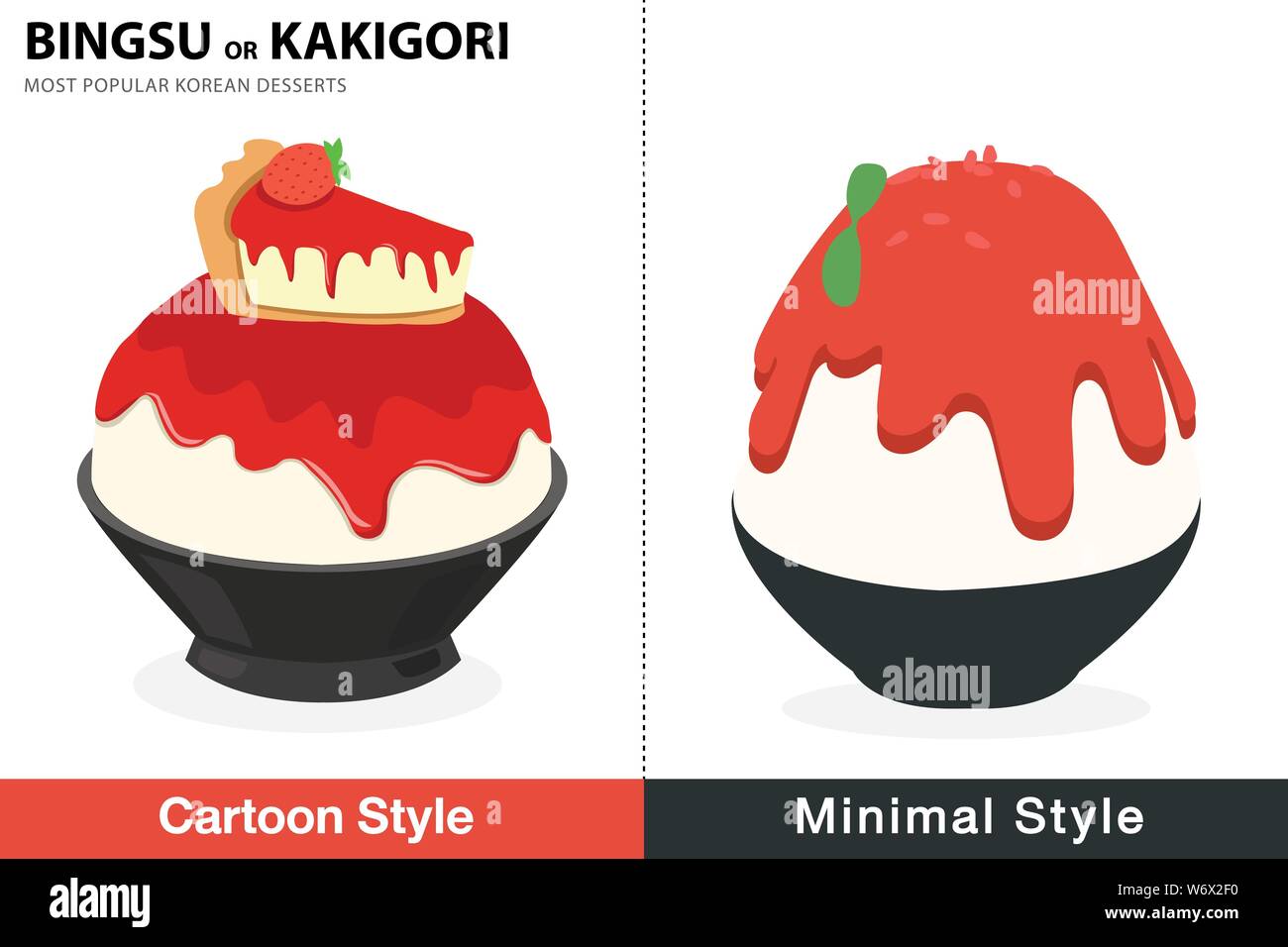 Double pack - 2 fraise style bingsu vector illustration Image ...
