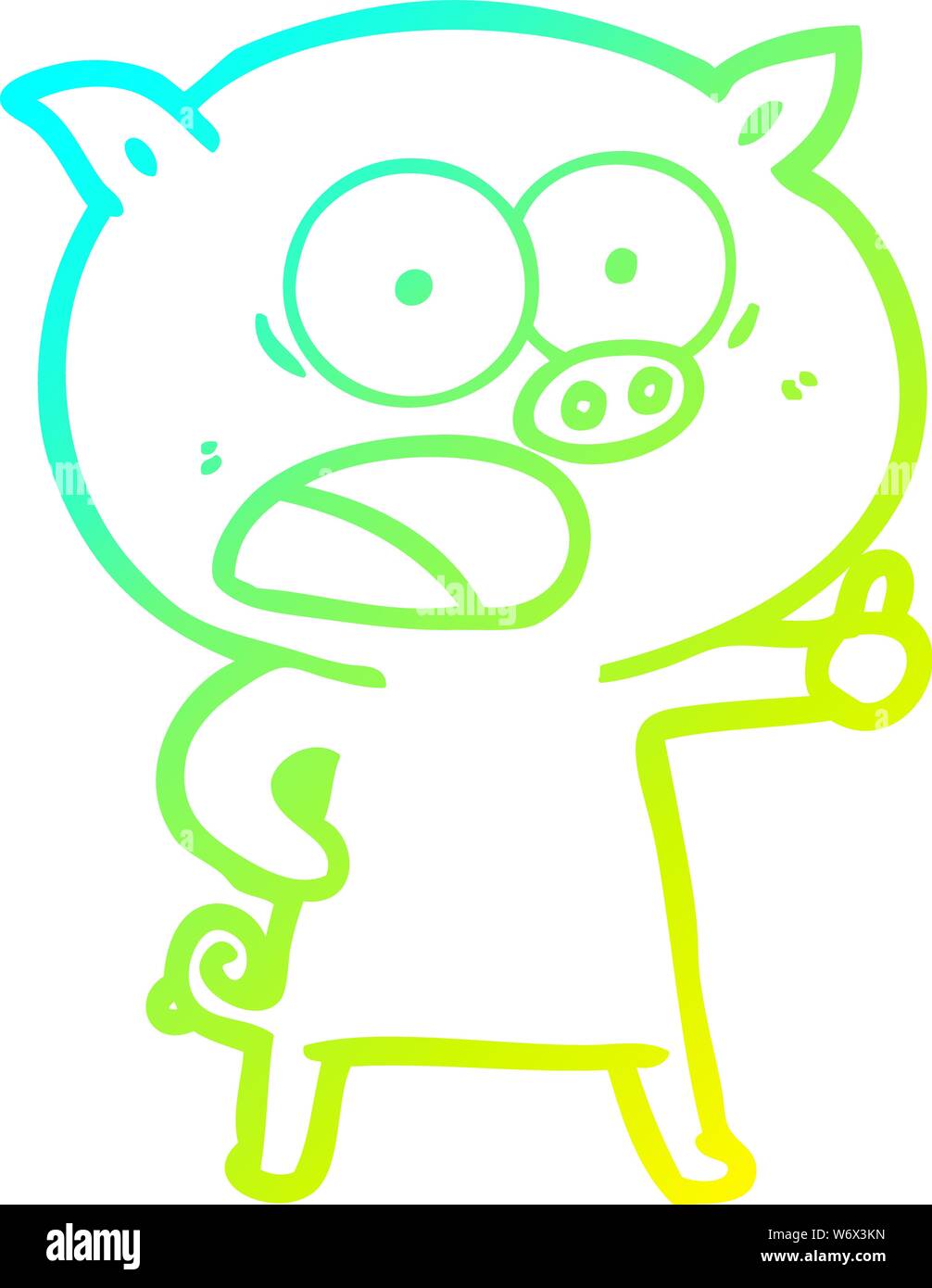 Ligne de gradient froid dessin d'un cochon crier cartoon Image ...