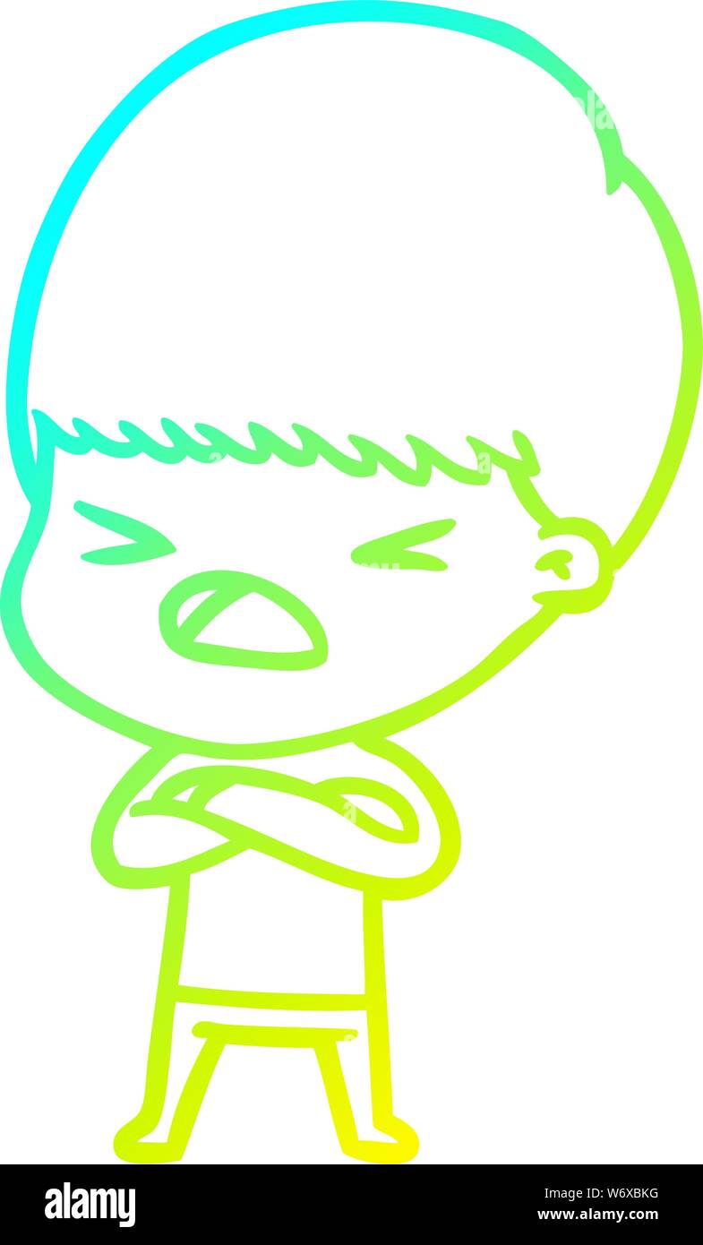 Ligne de gradient froid dessin d'une caricature a souligné l'homme ...