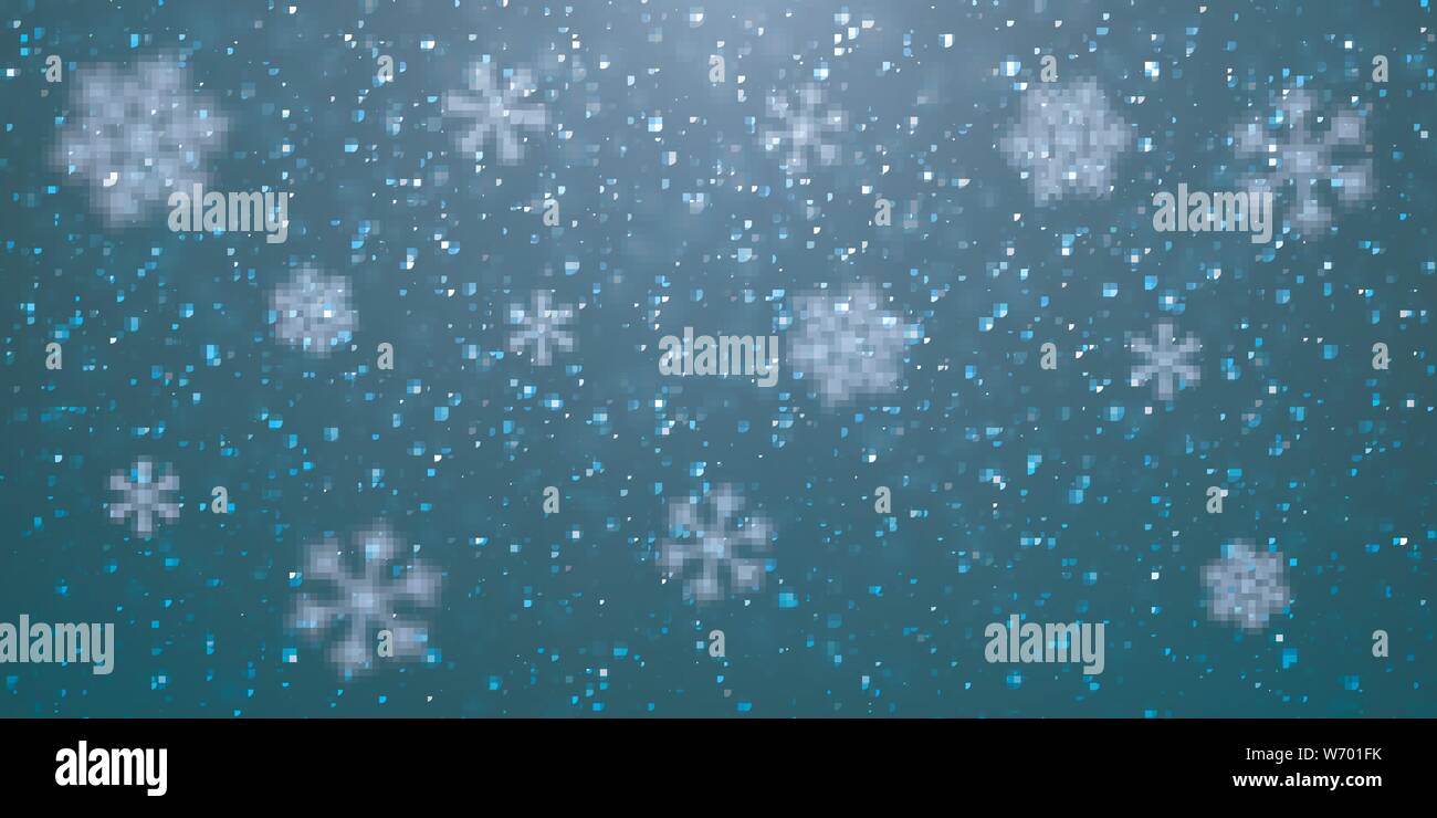 La neige de Noël. La chute des flocons de neige sur fond sombre. Chutes ...