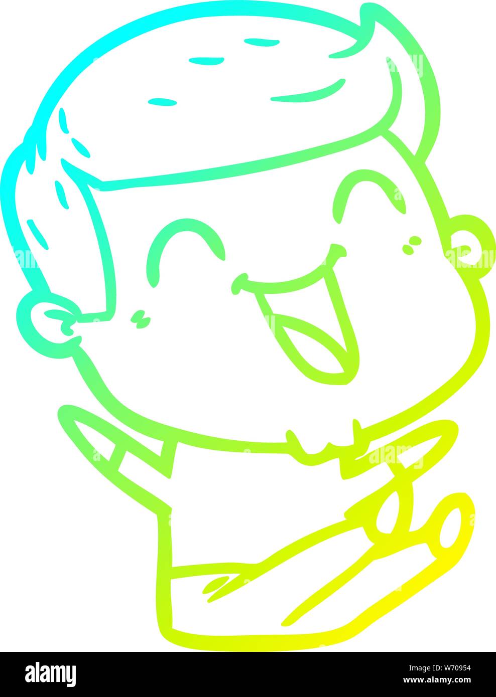 Ligne de gradient froid dessin d'une caricature man laughing Image ...