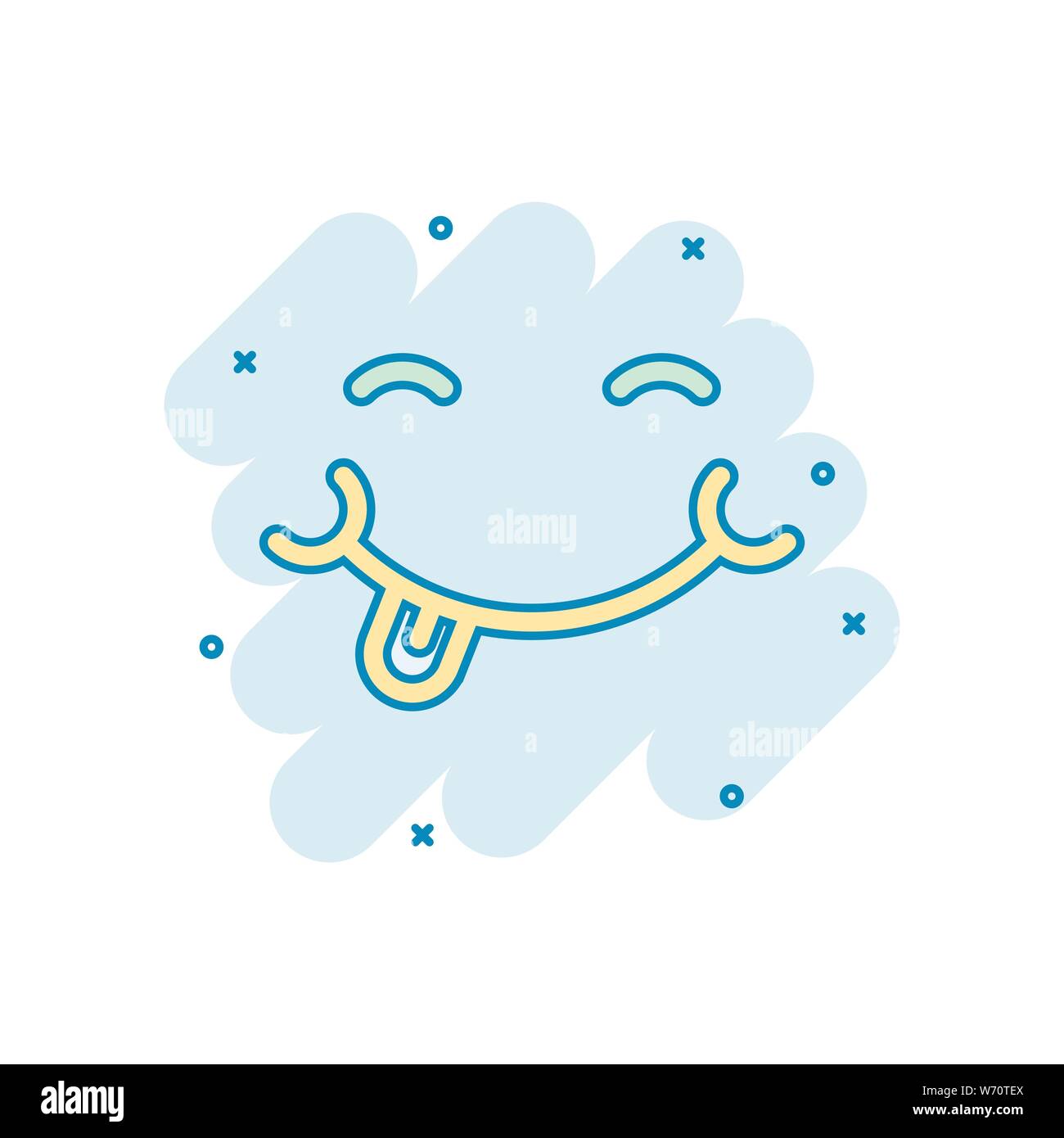 Sourire Face à Licône Dans Le Style Comique Vector Cartoon
